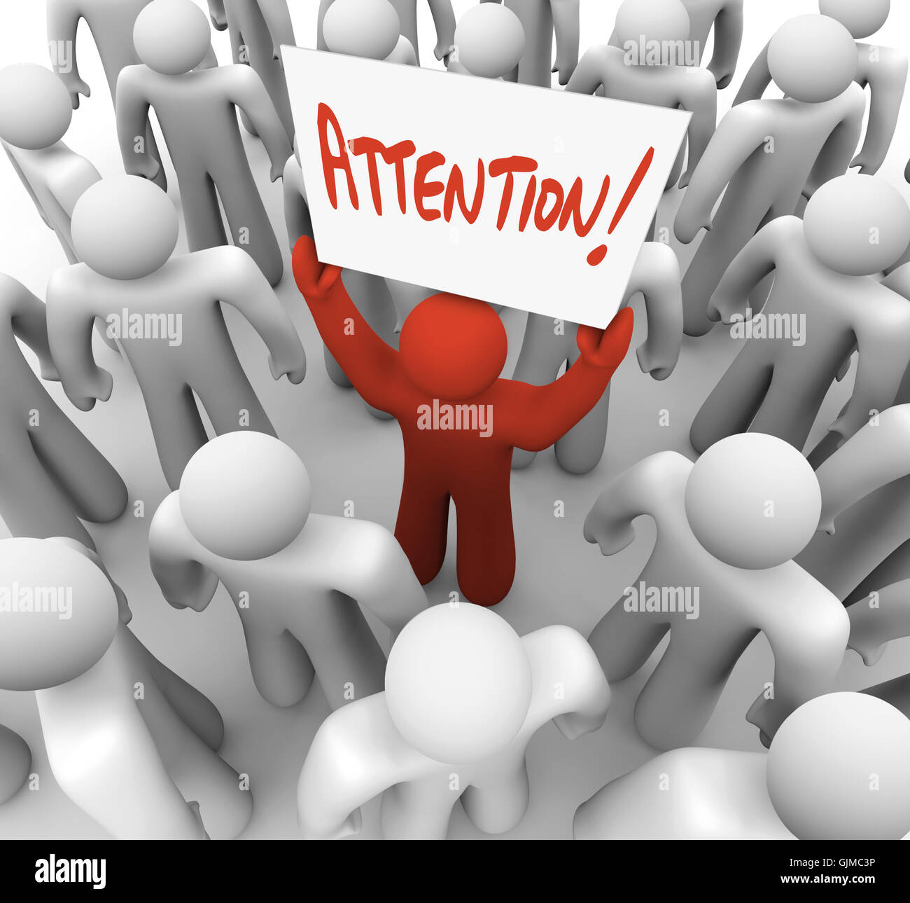 Person Holding Attention Sign in Crowd to be Recognized Stock Photo - Alamy