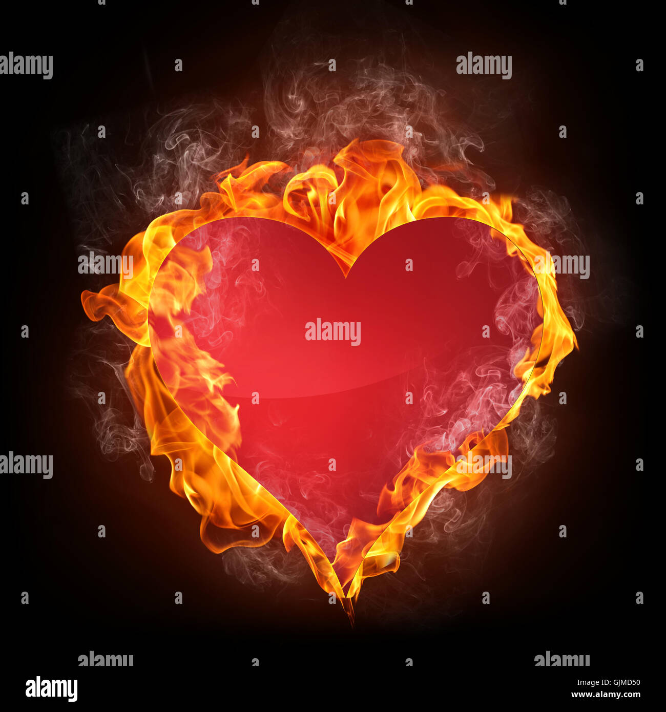 Burning fire heart illustration hi-res stock photography and images - Alamy