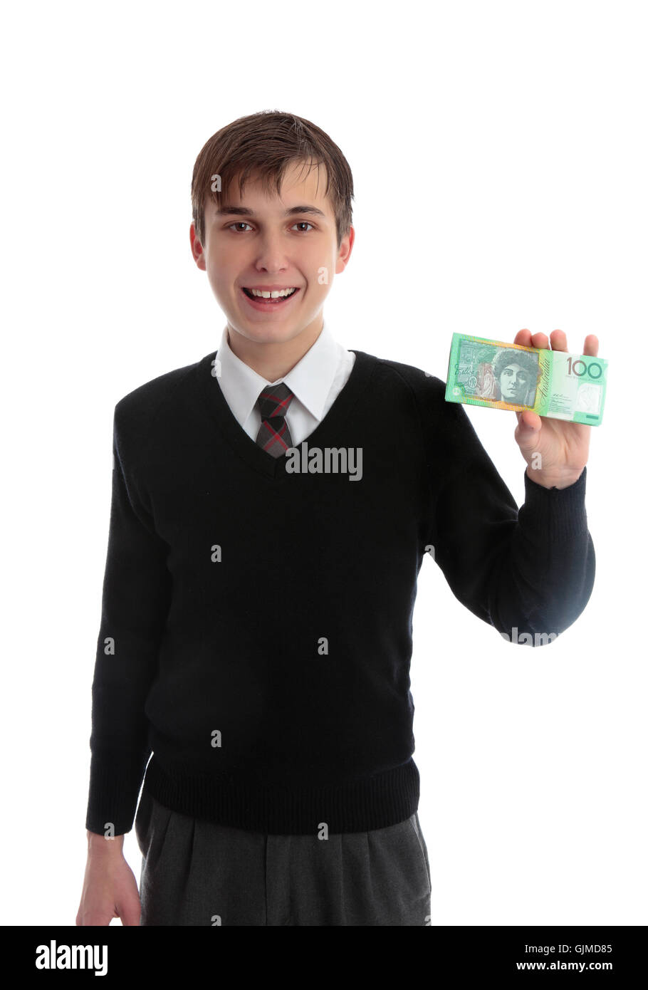 Student holding money Stock Photo - Alamy