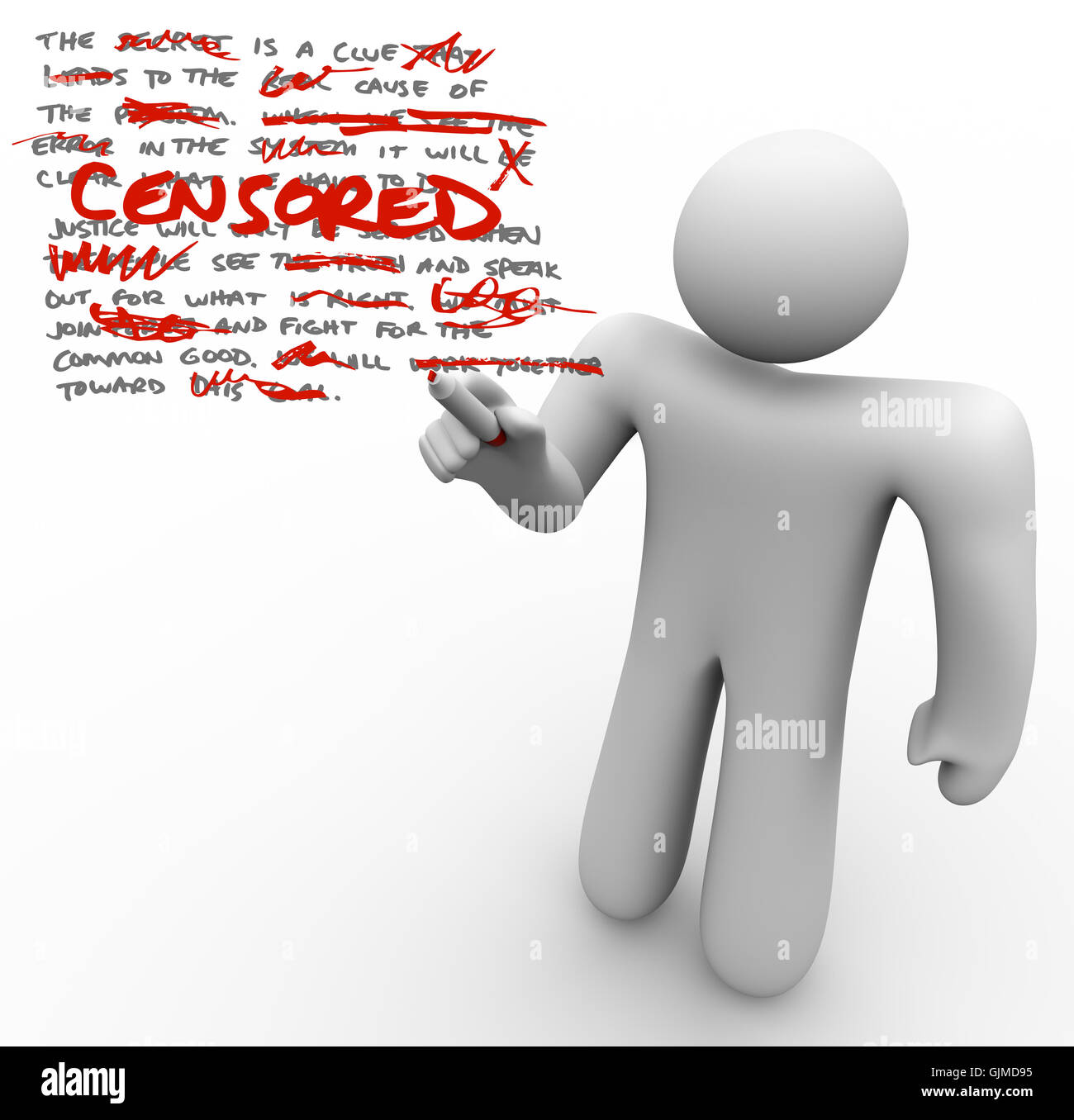 Censored - Man Edits Text Censoring Freedom of Speech Stock Photo - Alamy