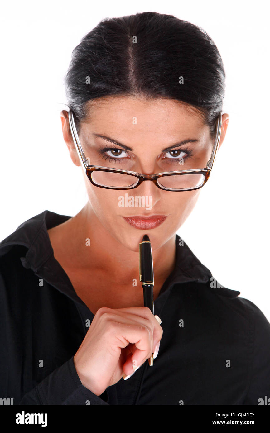 woman portrait spectacles Stock Photo - Alamy