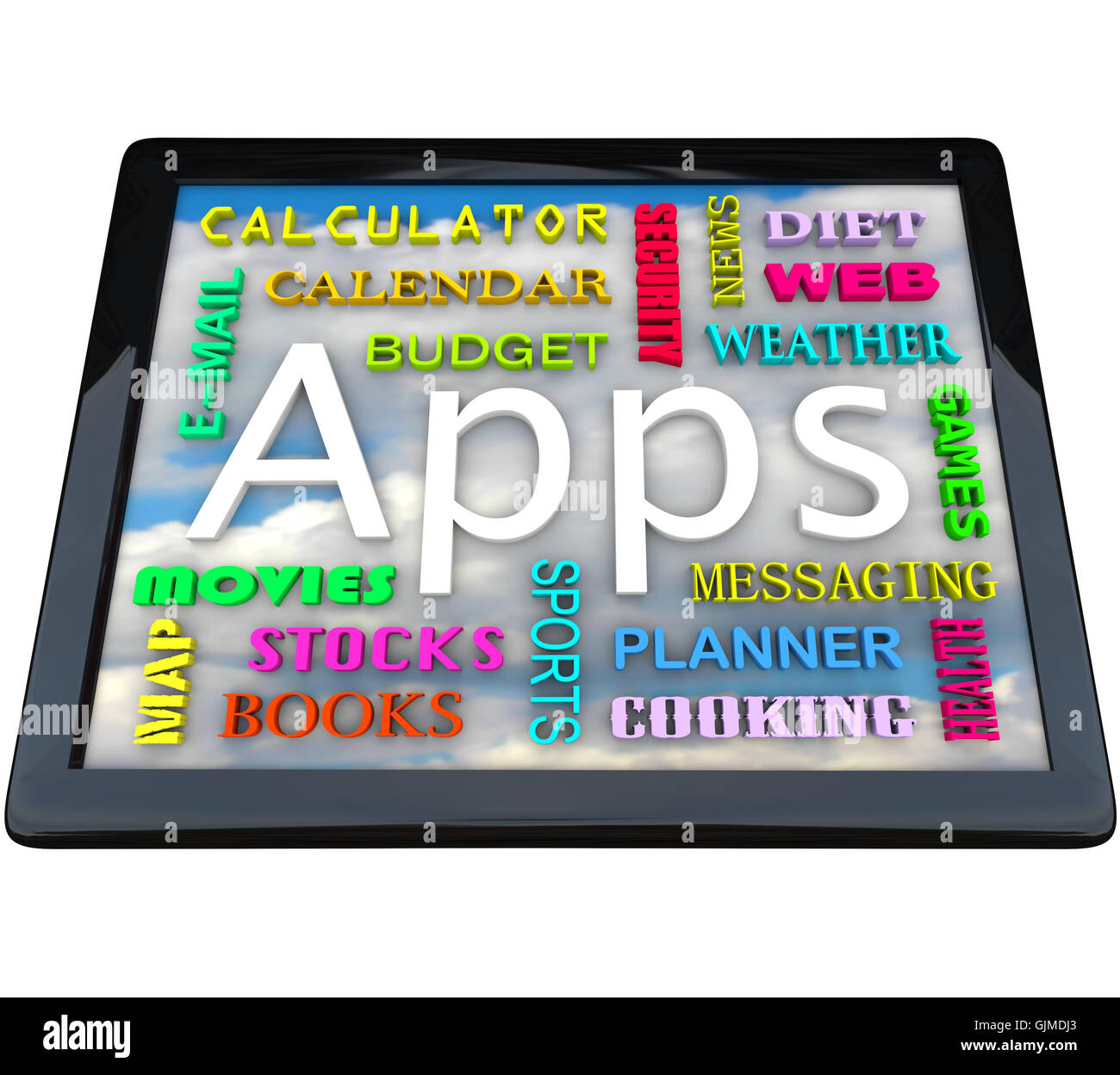 Table Computer - Apps Words for Applications Stock Photo - Alamy