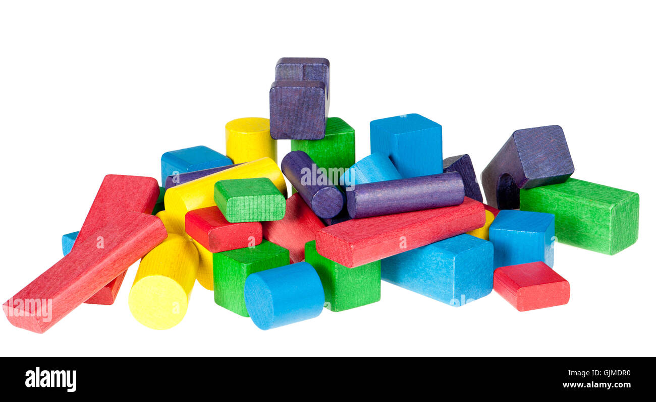Set of wooden toys of blocks Stock Photo - Alamy