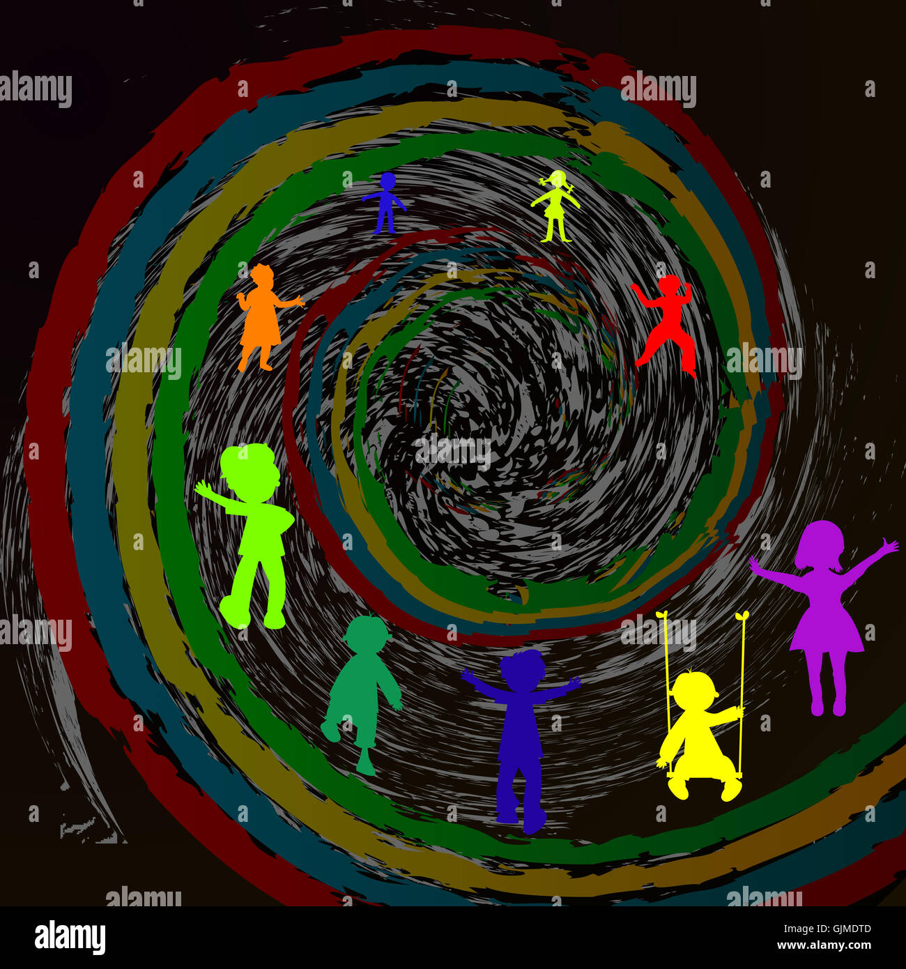 kids and time spiral Stock Photo - Alamy