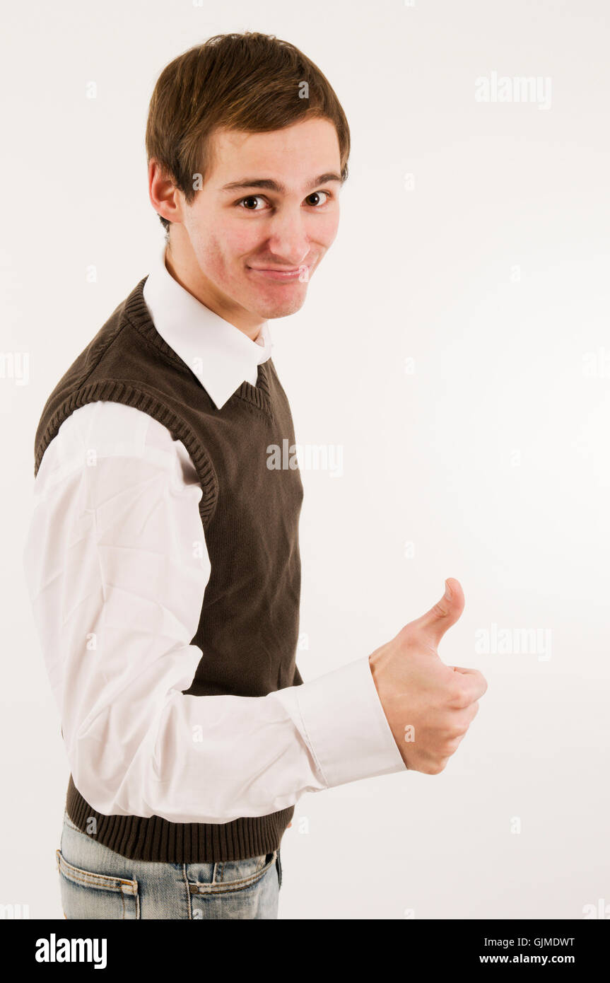 person contented gesture Stock Photo - Alamy