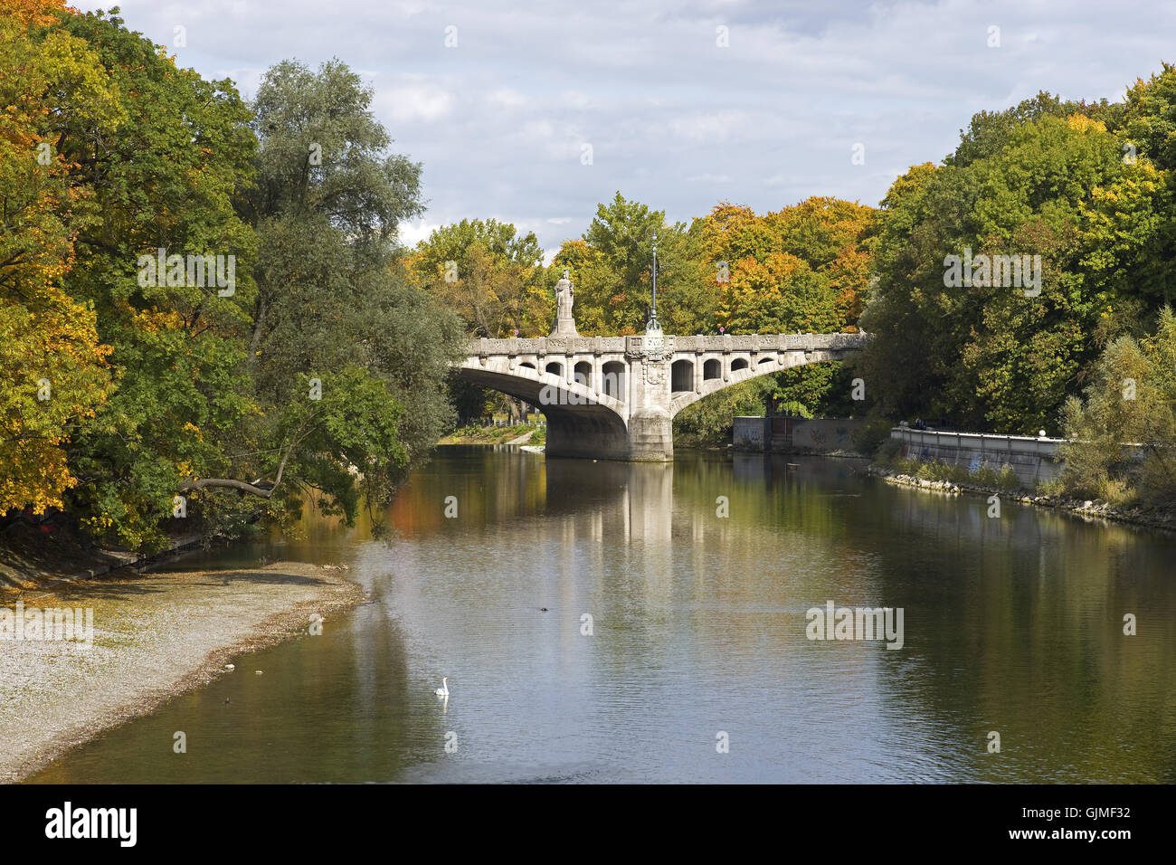 bridge munich river Stock Photo - Alamy
