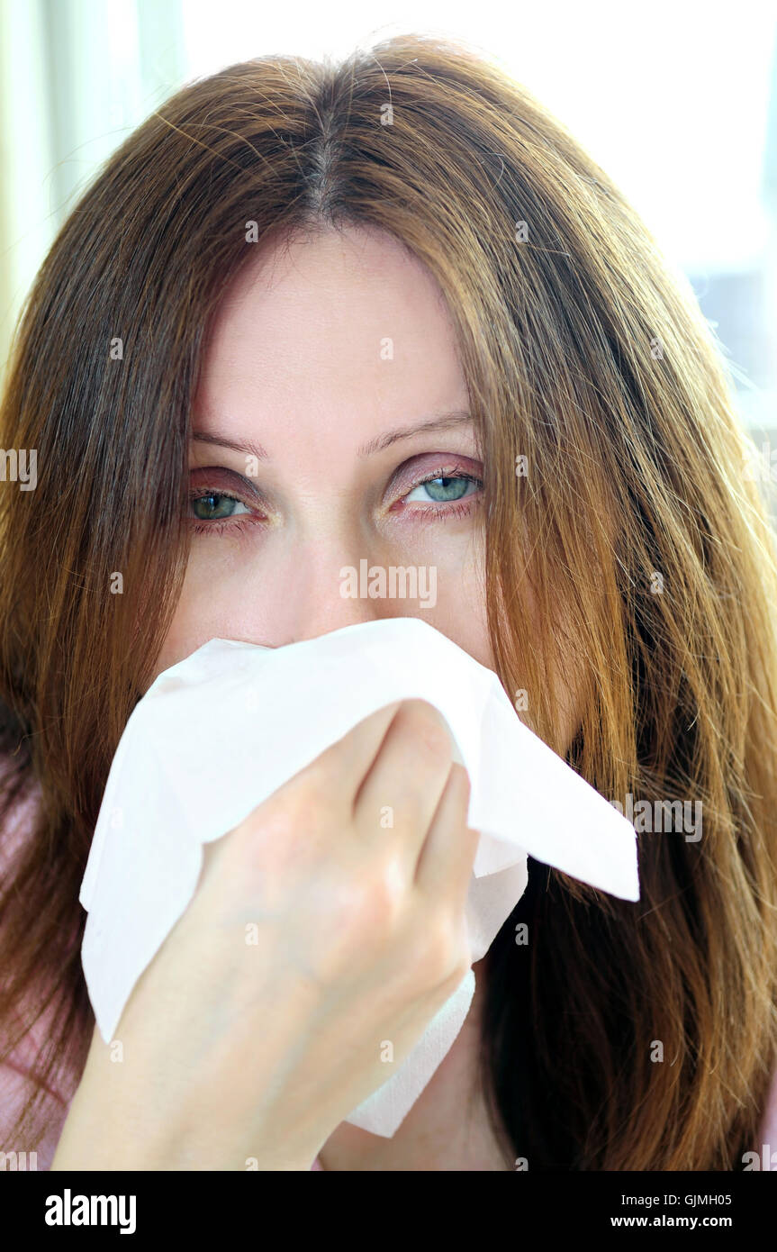 woman cold catarrh Stock Photo - Alamy
