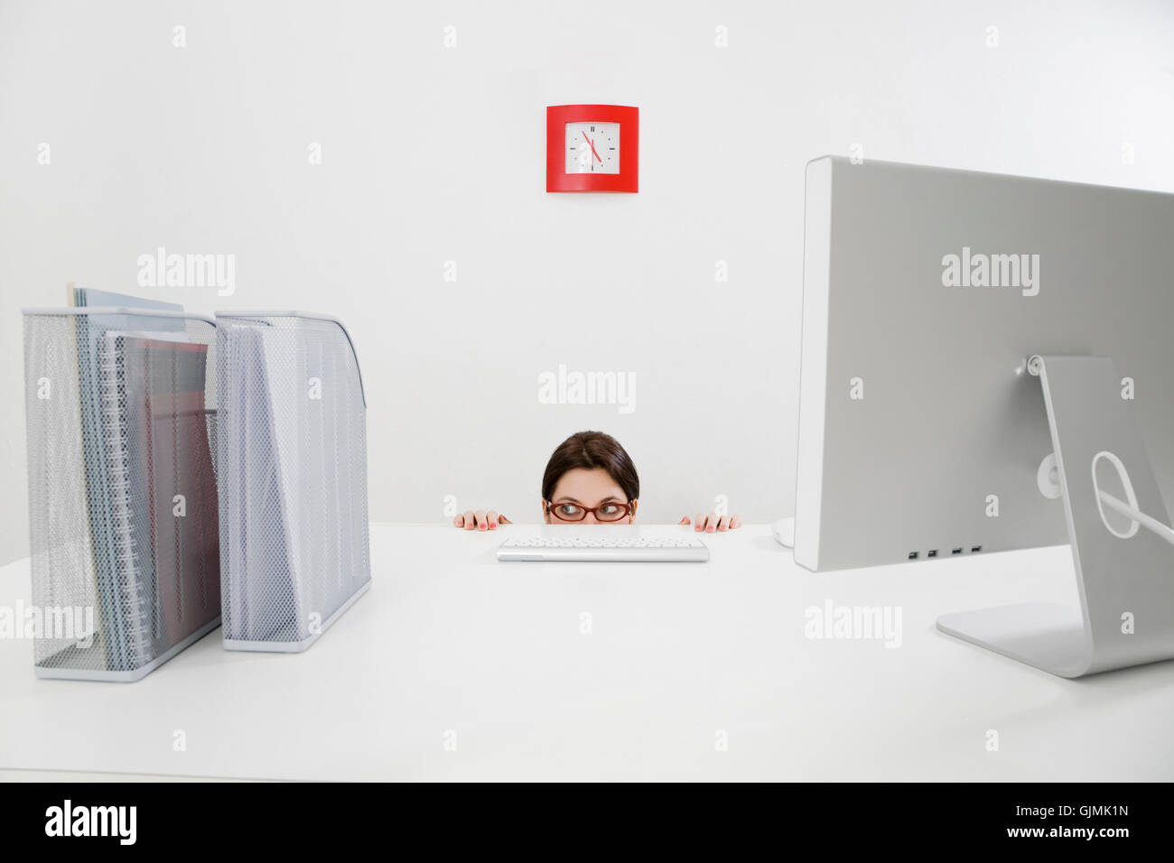 Woman shy office desk hi-res stock photography and images - Alamy