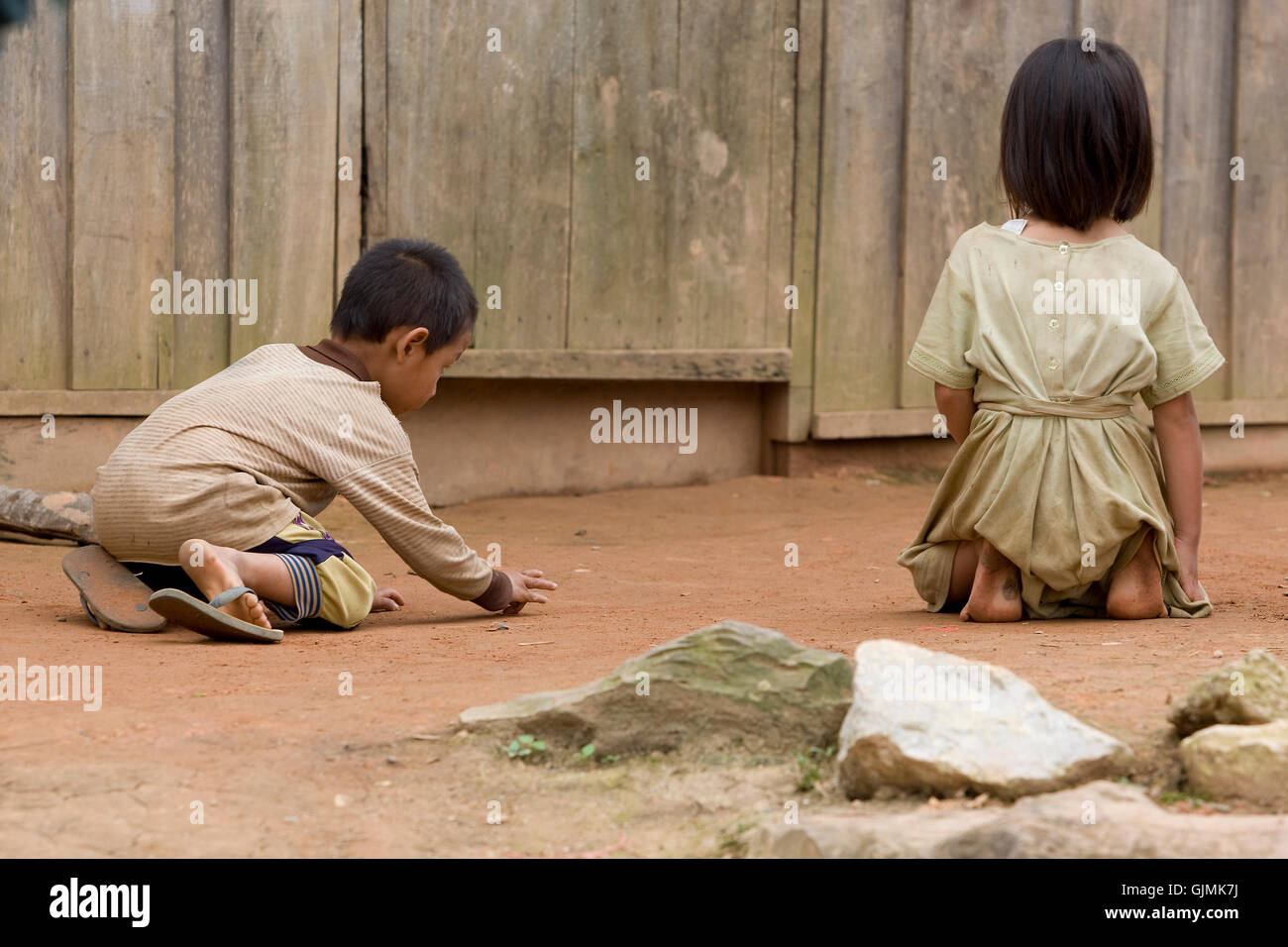 hmong children when playing in laos Stock Photo - Alamy