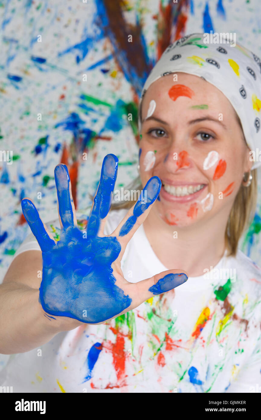 woman painting color Stock Photo - Alamy