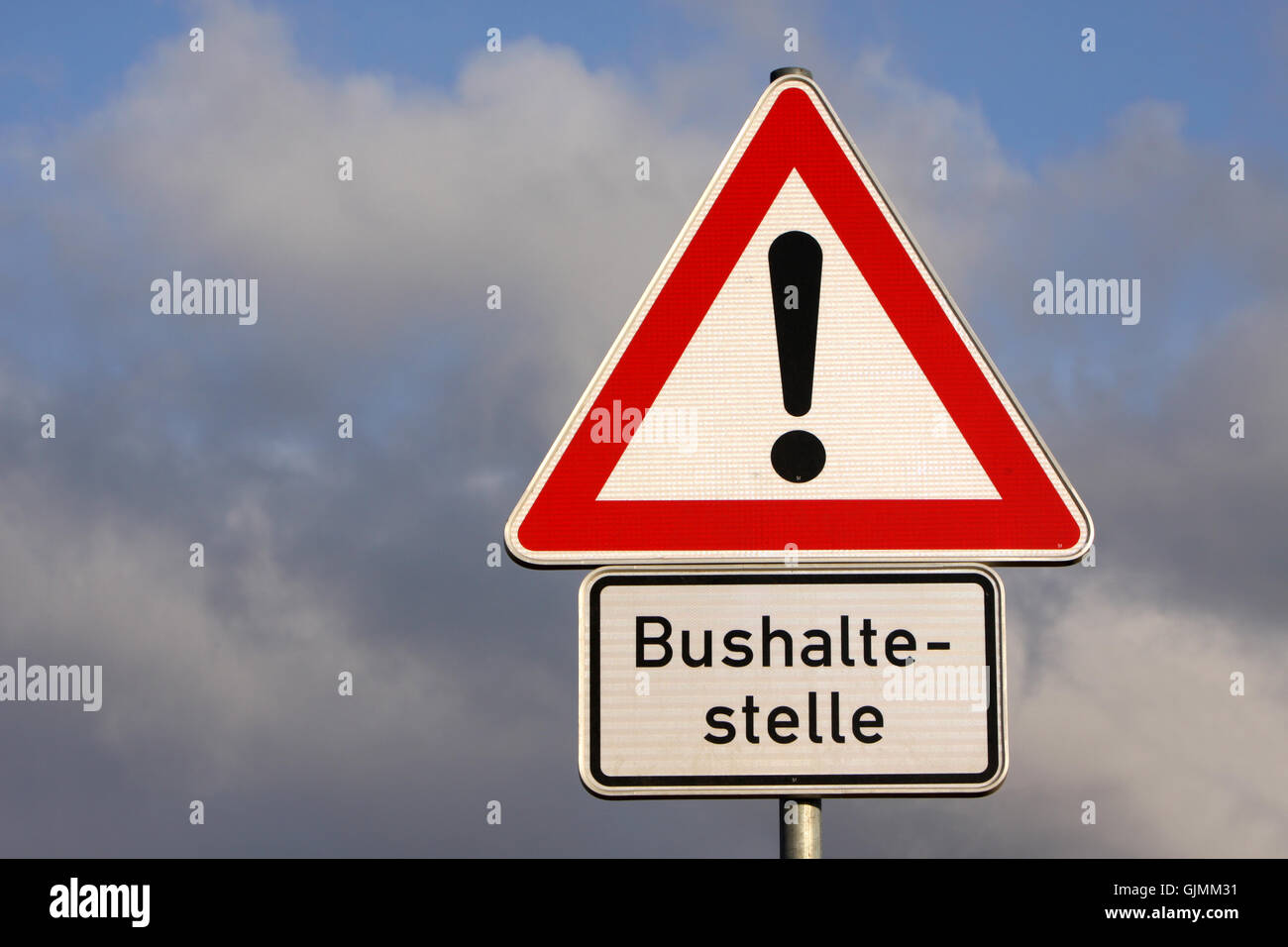 Bus stop caution sign hi-res stock photography and images - Alamy