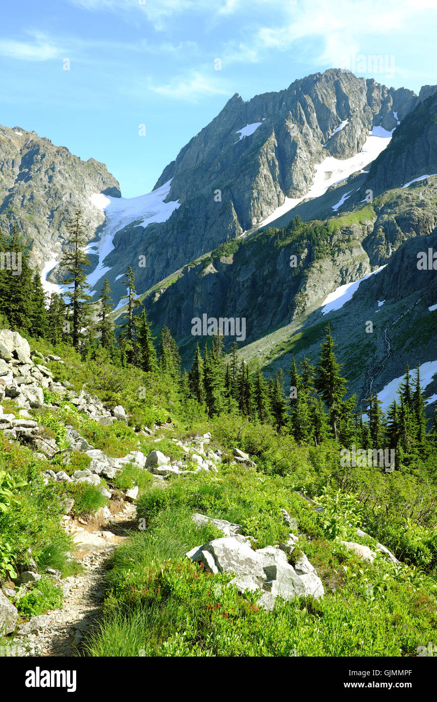 The view into Pelton Basin in Washington's North Cascades Stock Photo ...