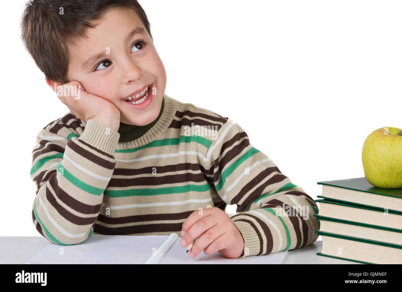 books homework thinking Stock Photo - Alamy