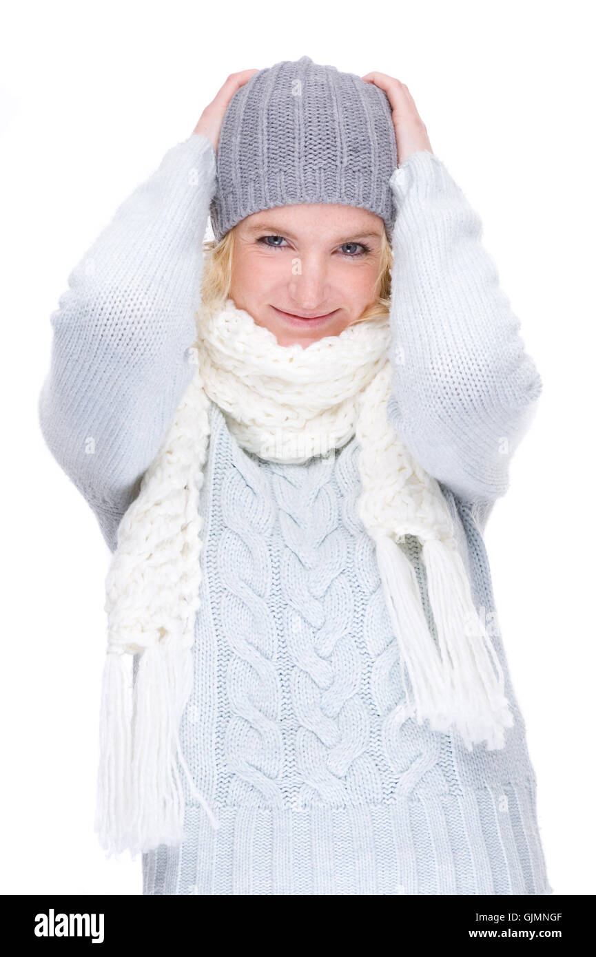young woman with sweater and cap Stock Photo - Alamy