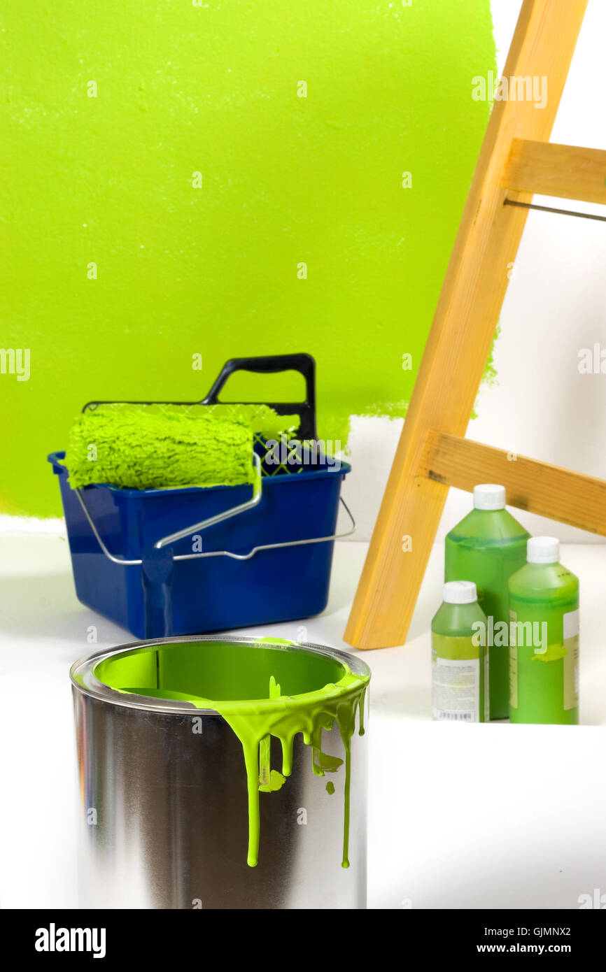 green painting roller Stock Photo - Alamy