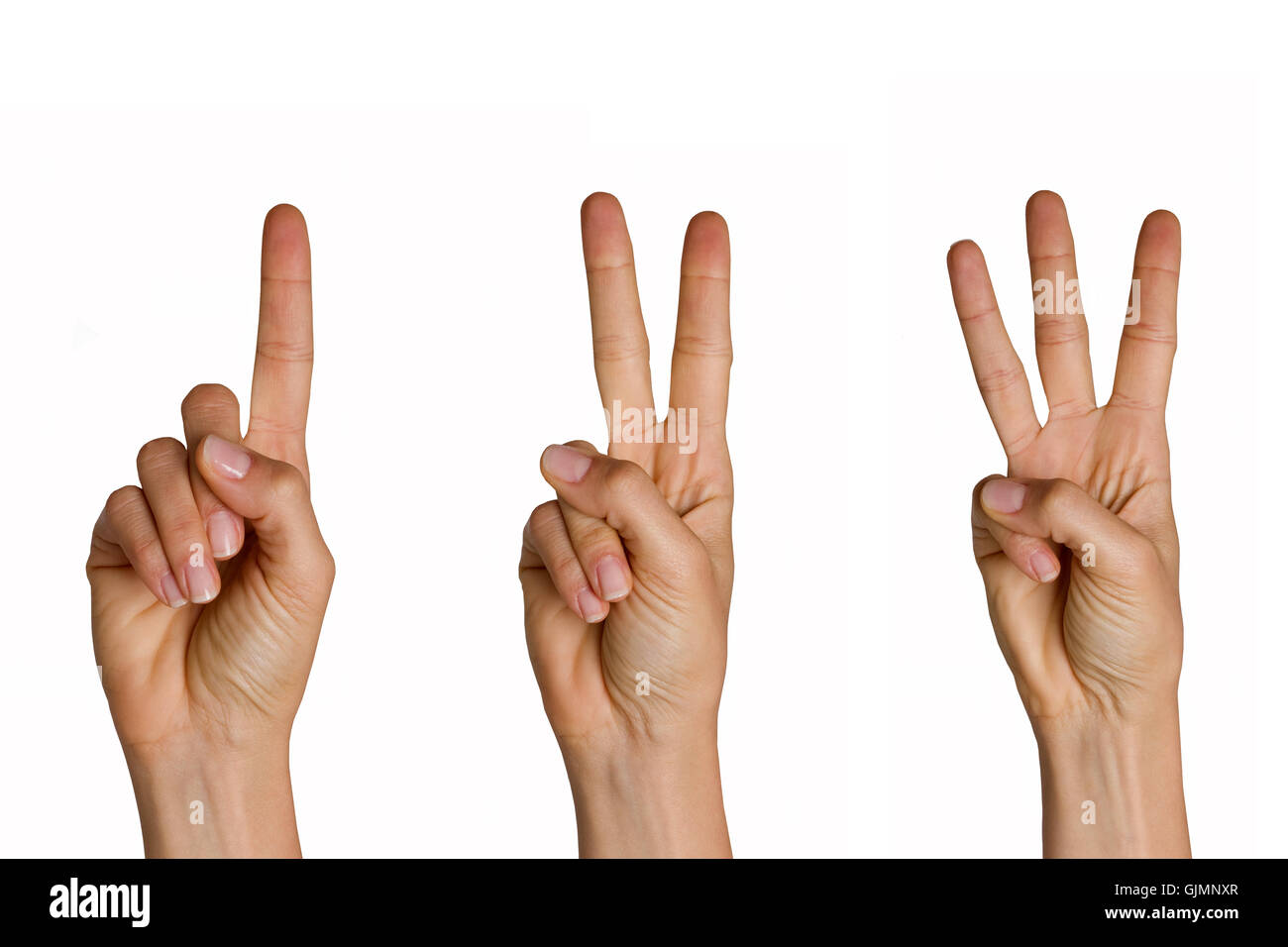 Three finger hand gesture hi-res stock photography and images - Alamy