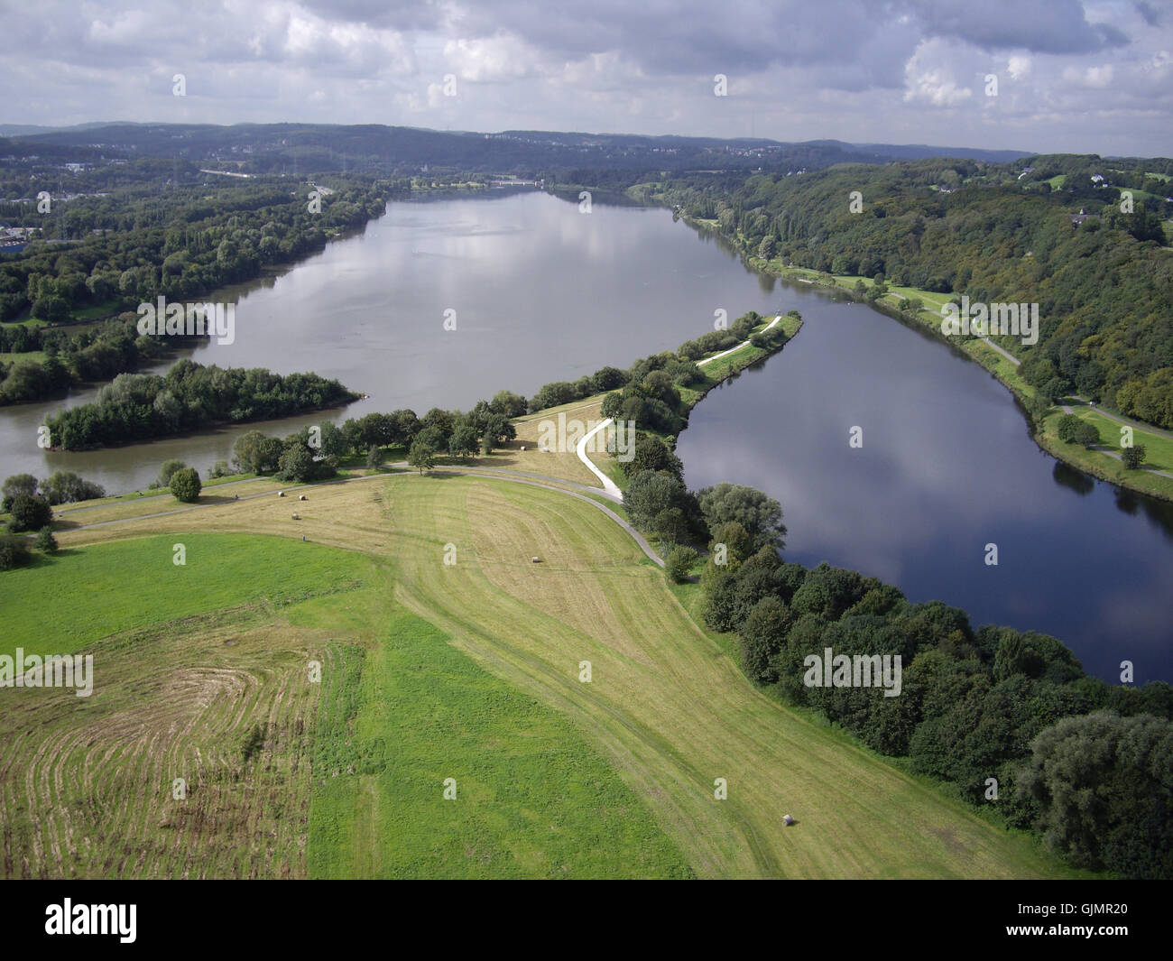 aerial perspective artificial lake aerial view Stock Photo - Alamy