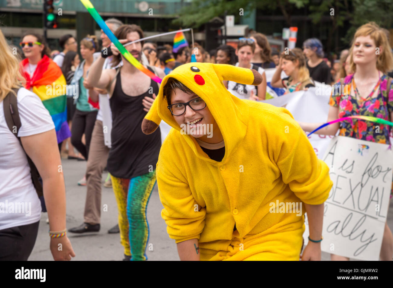 Pokemon Pikachu costume at Montreal Pride Parade in 2016 Stock Photo ...