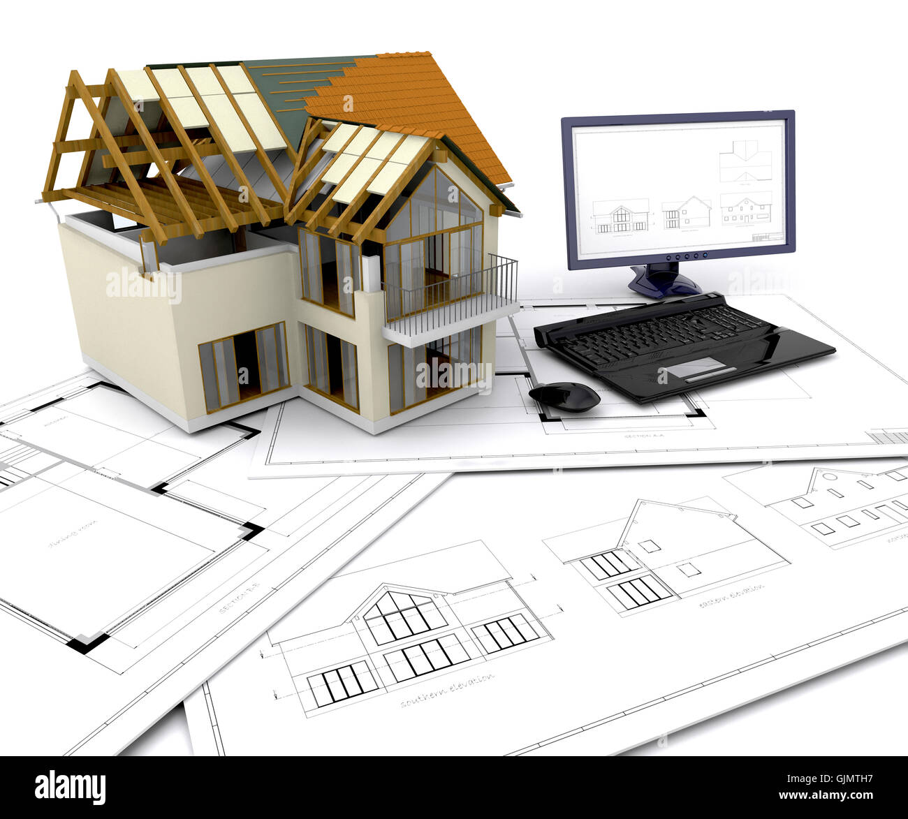 house building laptop Stock Photo - Alamy