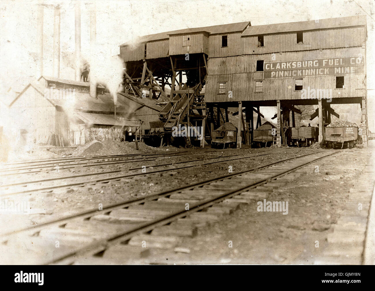 This photograph depicts the Clarksburg Fuel Co Tipple in 1908, a key ...