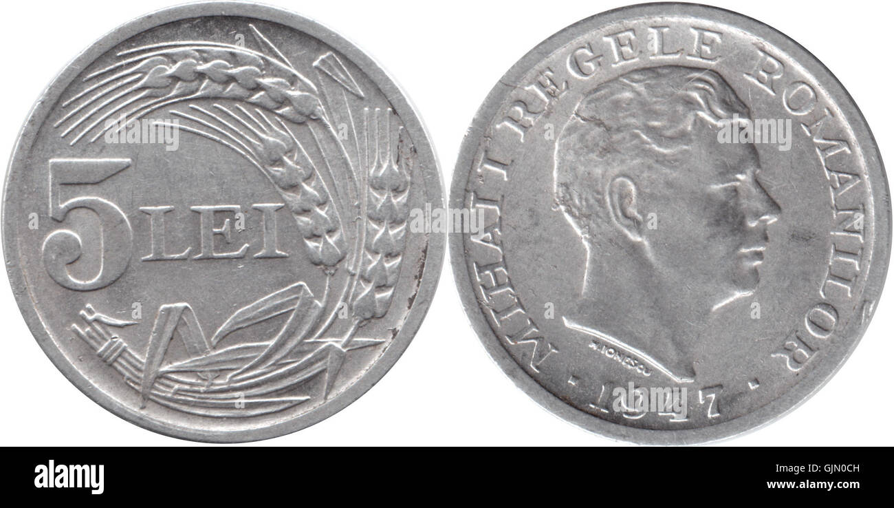 The 1947 Romanian 5 lei coin is a historical piece from the post-World ...