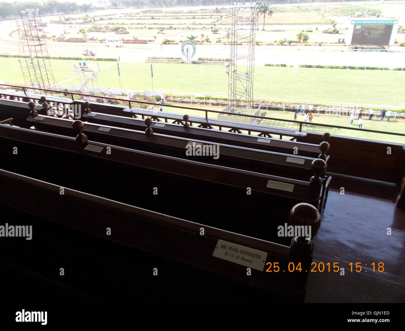 A seating arrangement in the Members Grandstand, likely referring to a ...