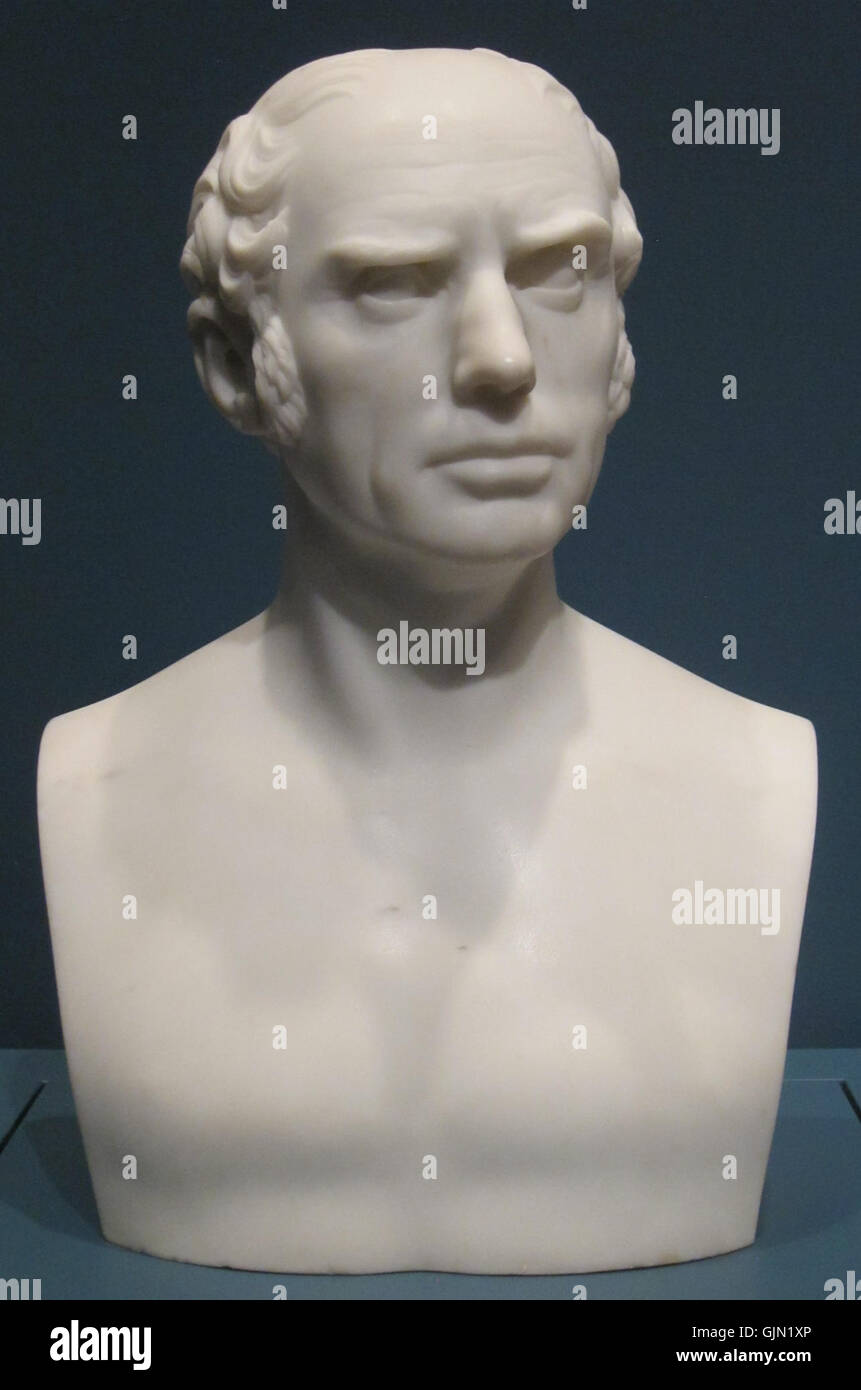A marble bust of Nicholas Longworth, created by the American sculptor ...