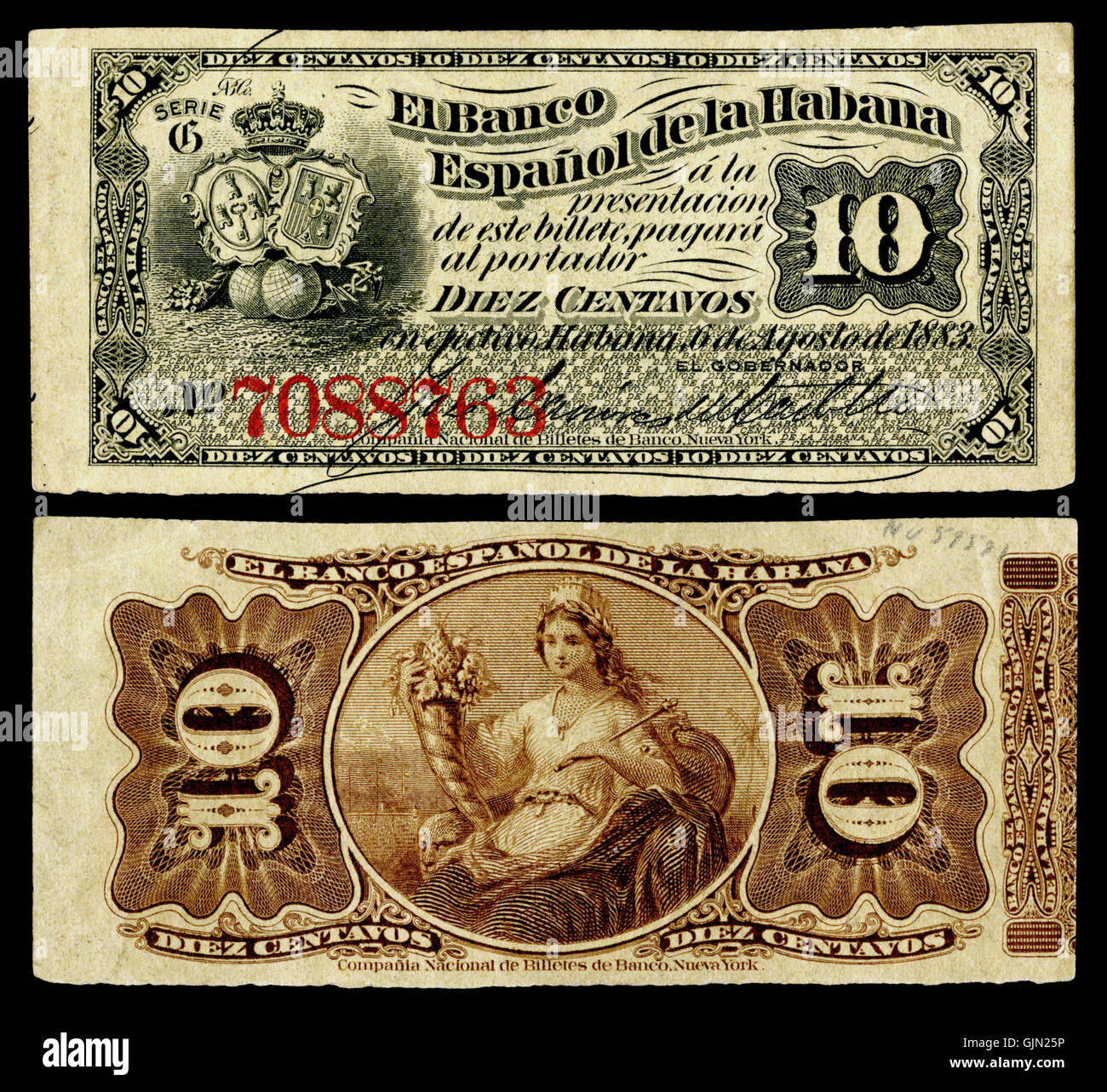 This 1883 Cuban 10 Centavos coin, issued by El Banco EspaÃ±ol de la ...