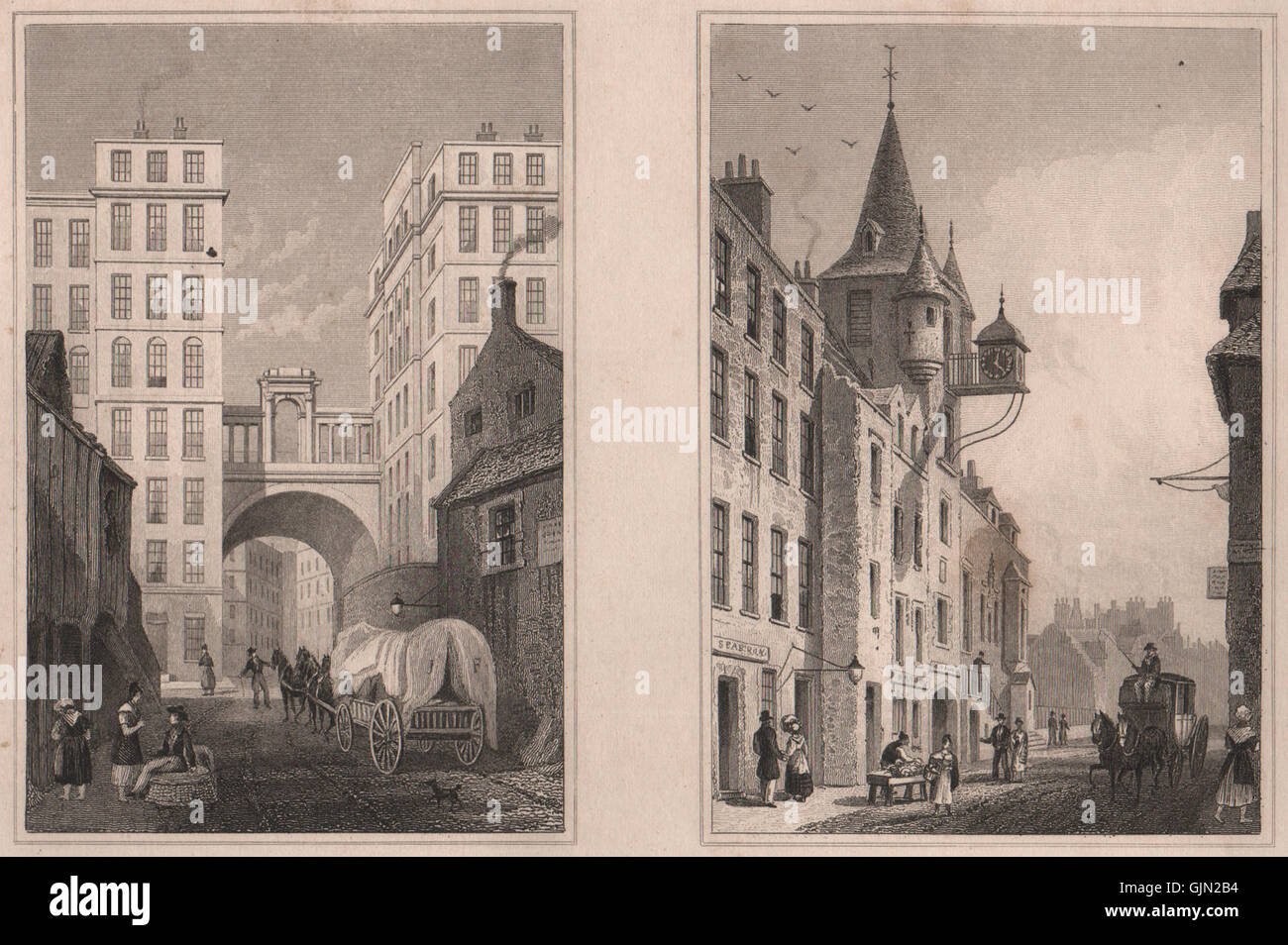 EDINBURGH. The Regent Bridge; The Canongate Tolbooth. SHEPHERD, old ...