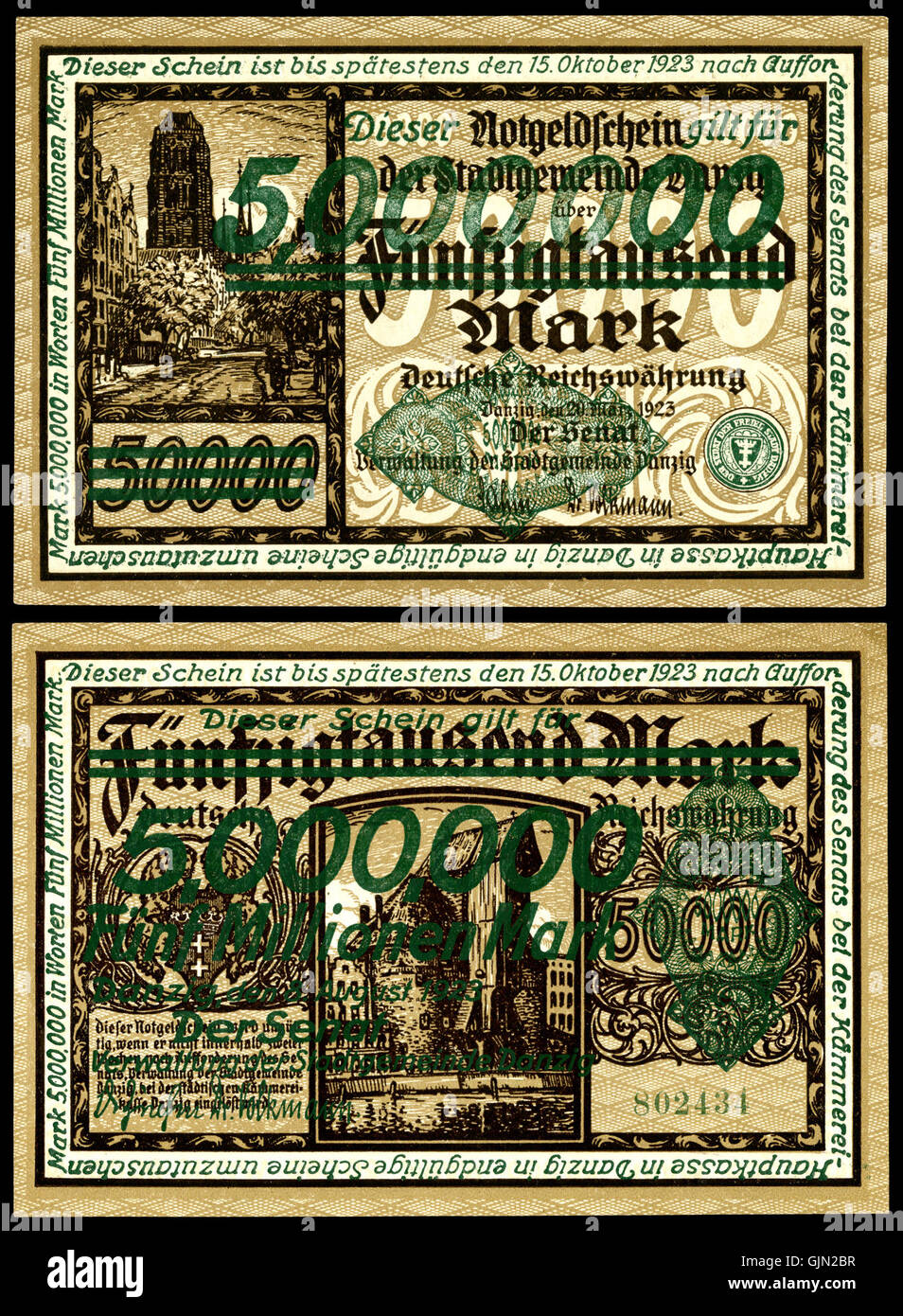 The DAN 23 Danzig 5MIL Mark is a German banknote issued in 1923. The ...