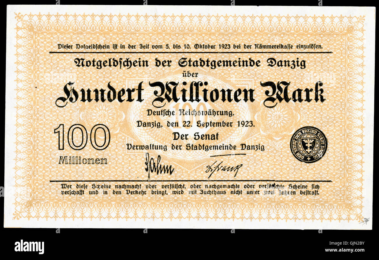 DAN 27 Danzig 100MIL Mark (1923 Stock Photo - Alamy