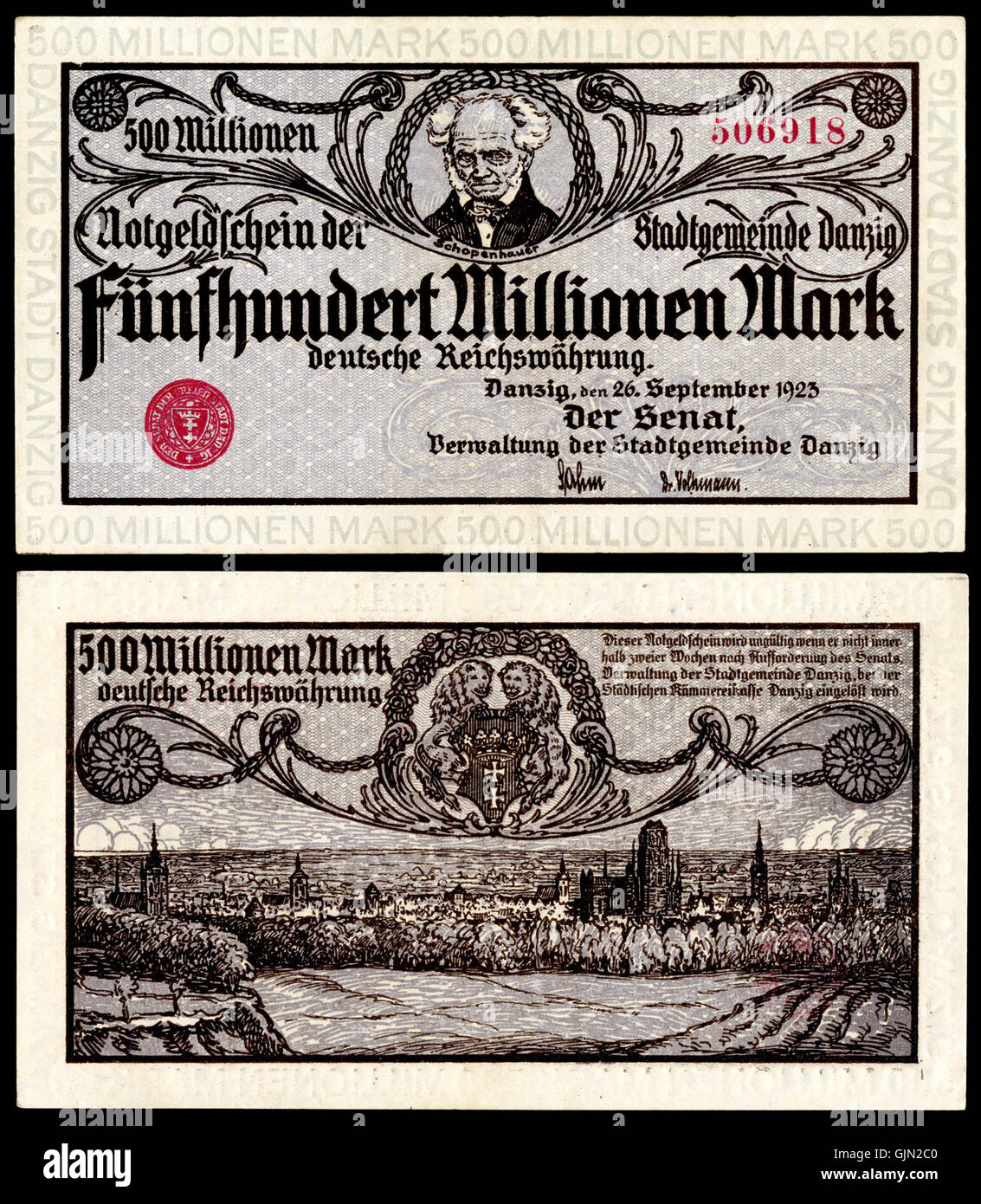 DAN 28a Danzig 500MIL Mark (1923 Stock Photo - Alamy