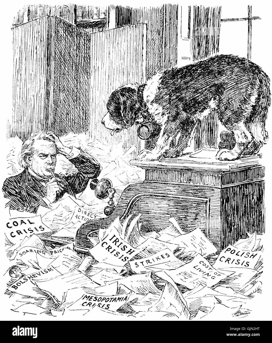 This cartoon features David Lloyd George, the British Prime Minister ...