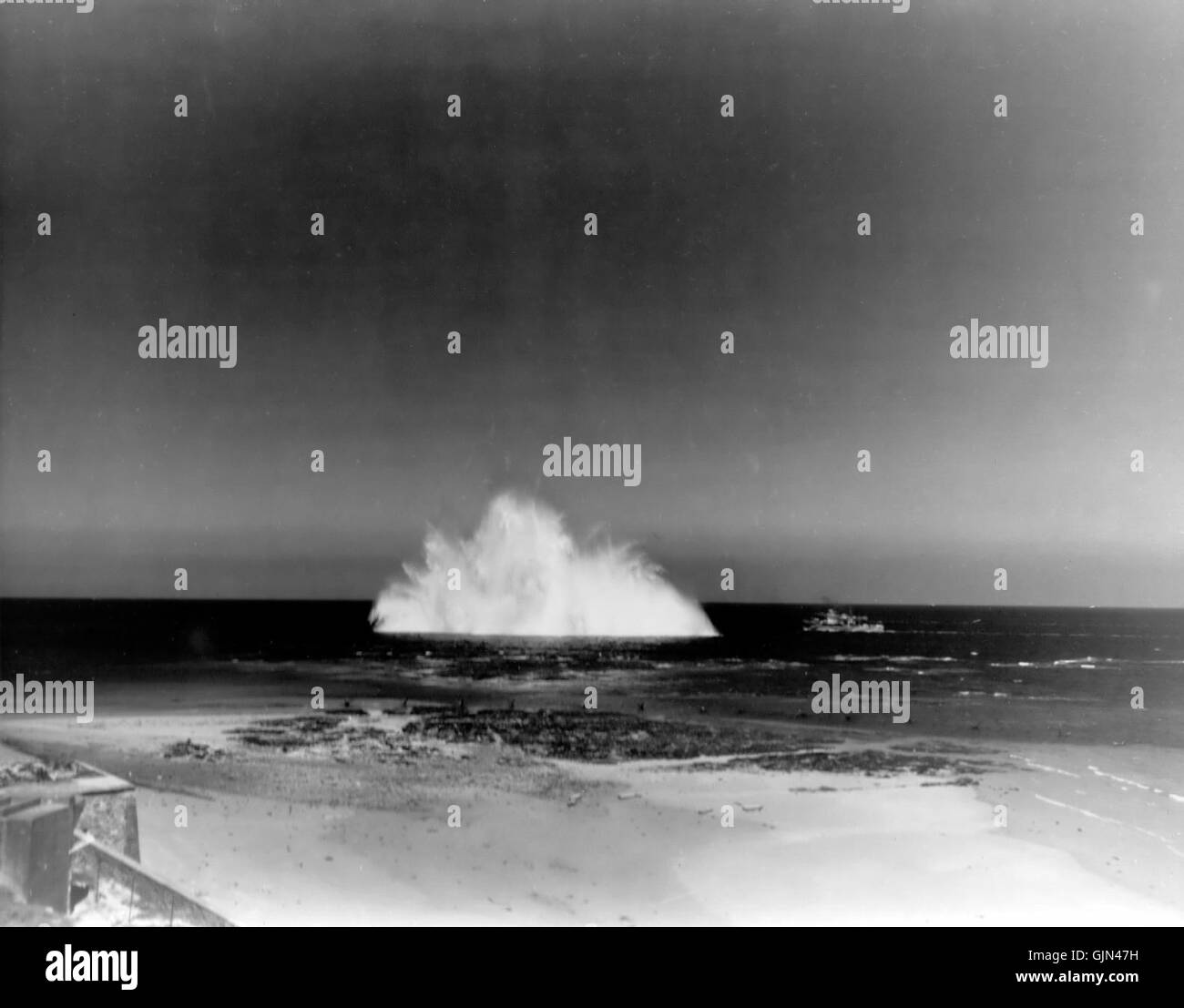 A historical photograph or report on the explosion of an underwater ...
