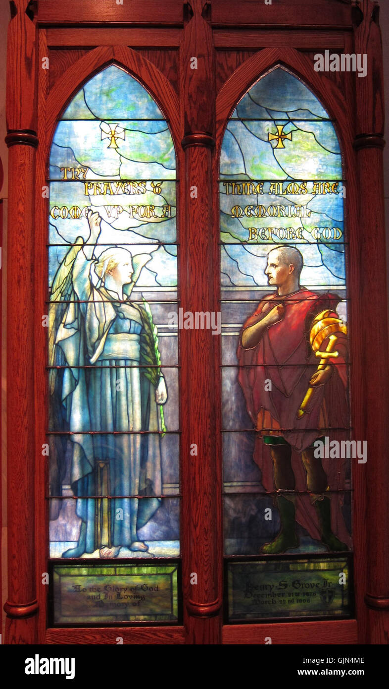 This stained glass lancet window, created by Tiffany Studios around ...