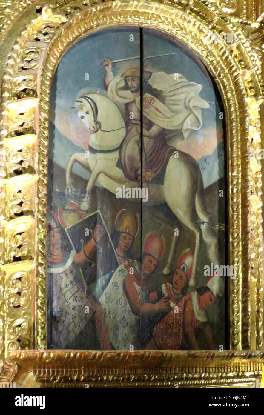 This anonymous 18th-century Peruvian painting, *Saint James Killing ...