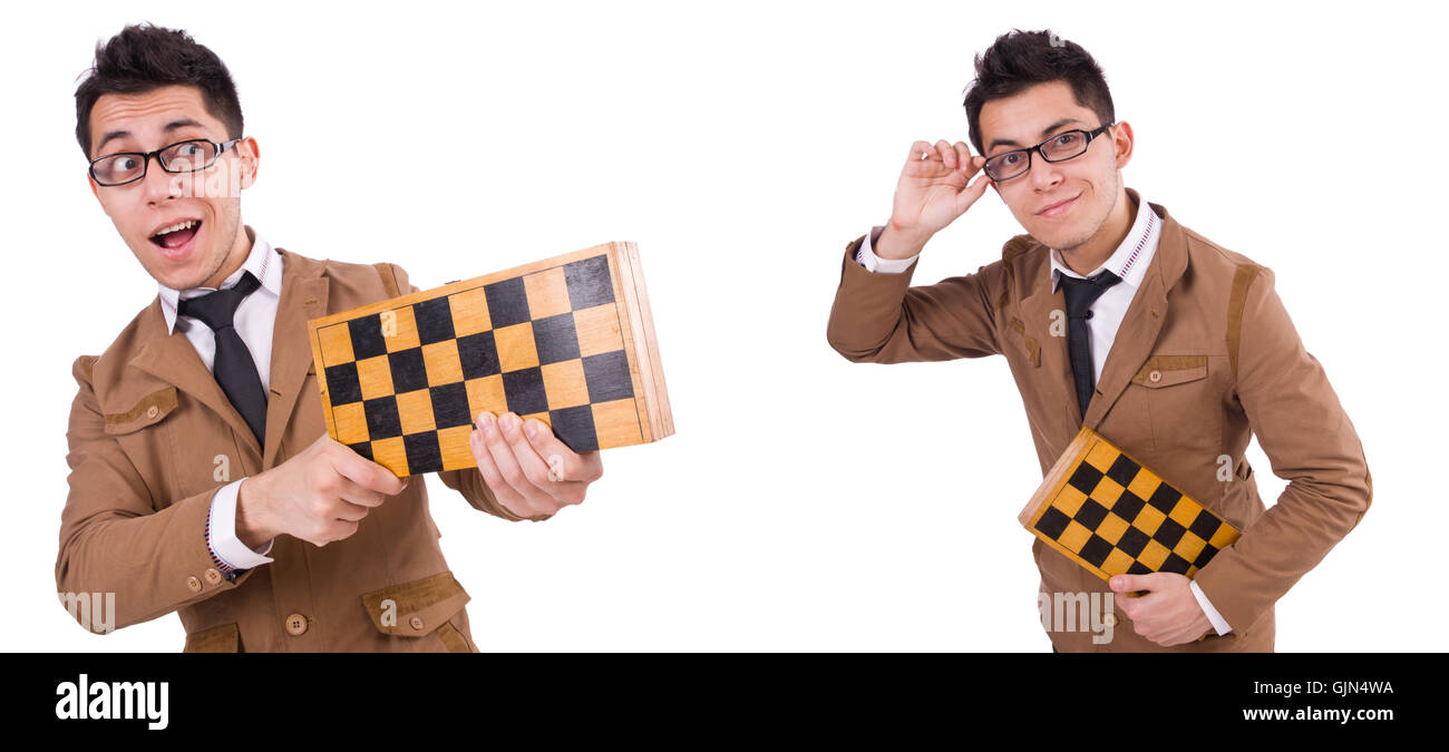 Funny chess player isolated on white Stock Photo - Alamy