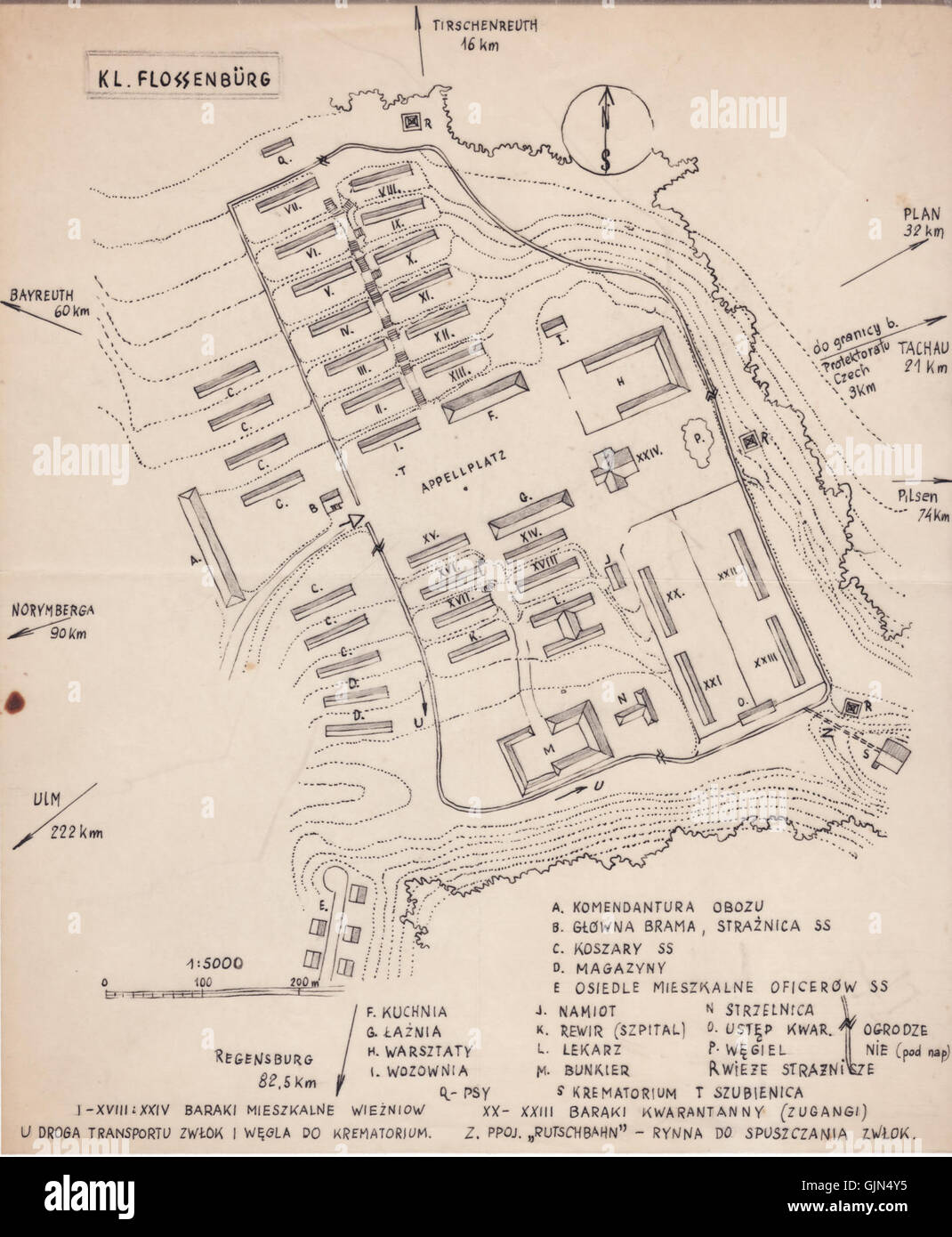 This is a detailed architectural plan of FlossenbÃ¼rg, a former Nazi ...