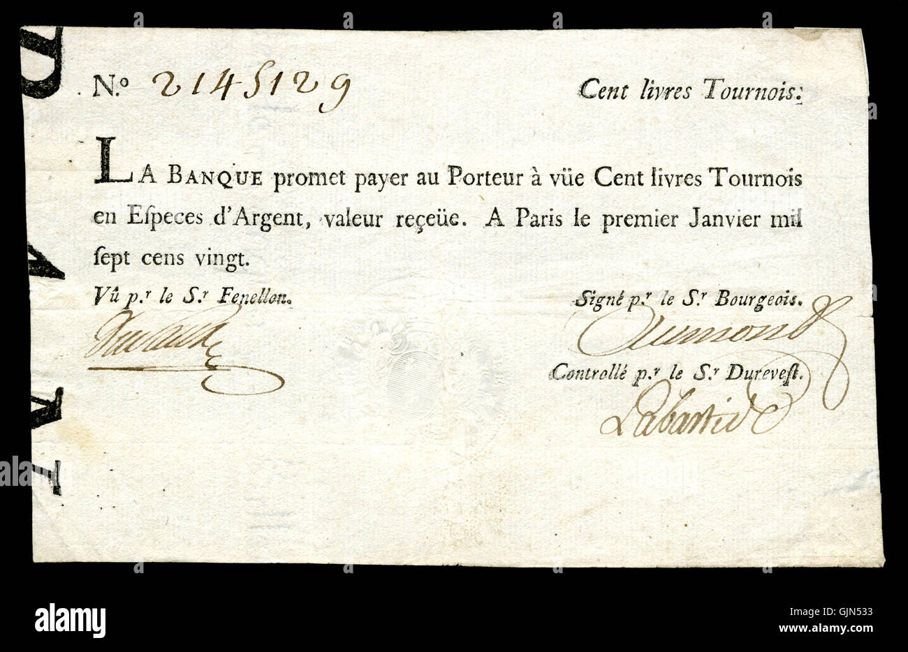 French bank note 18th century hi-res stock photography and images - Alamy