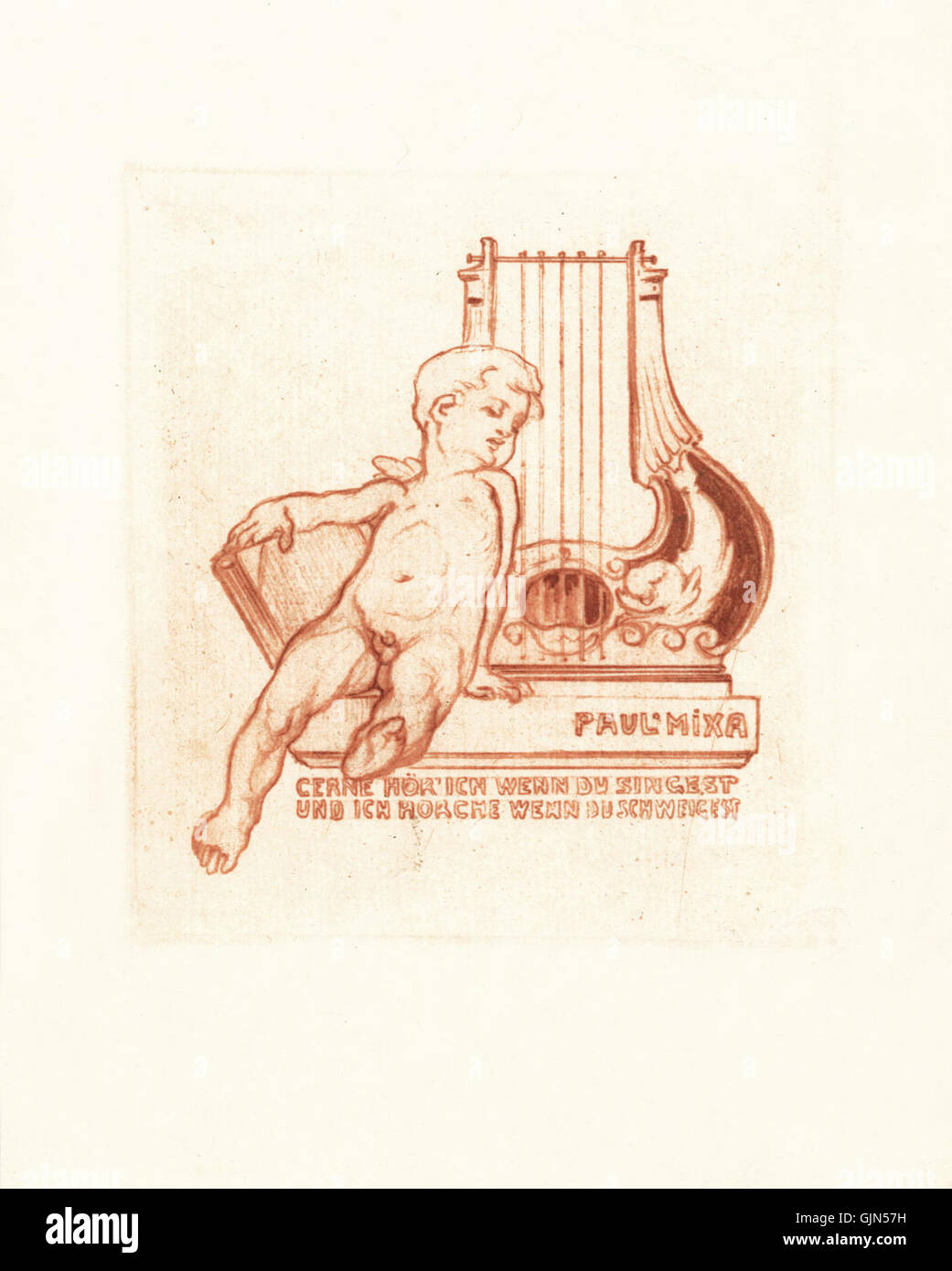 This Ex libris, designed by Austrian artist Franz von Bayros, is a ...