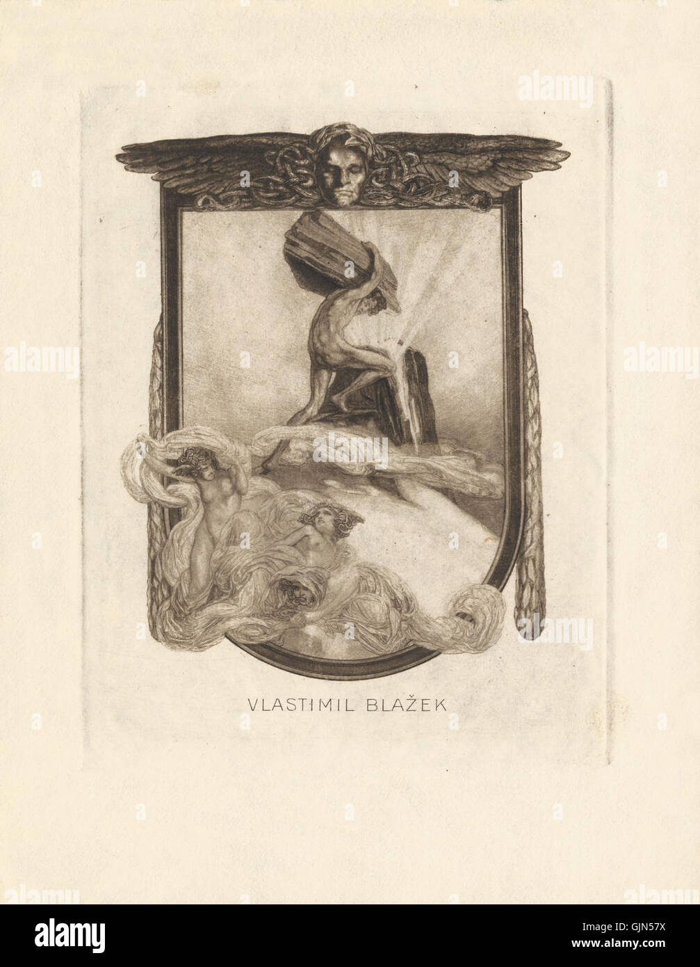 This ex libris bookplate, designed by Franz von Bayros, is dedicated to ...