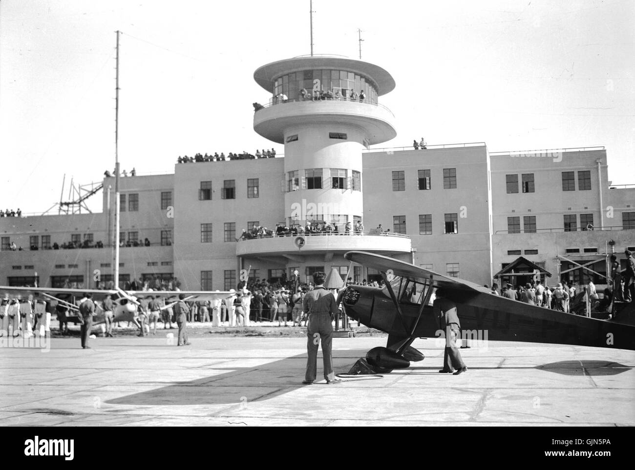 This photograph showcases the air terminal building at Lydda Airport ...