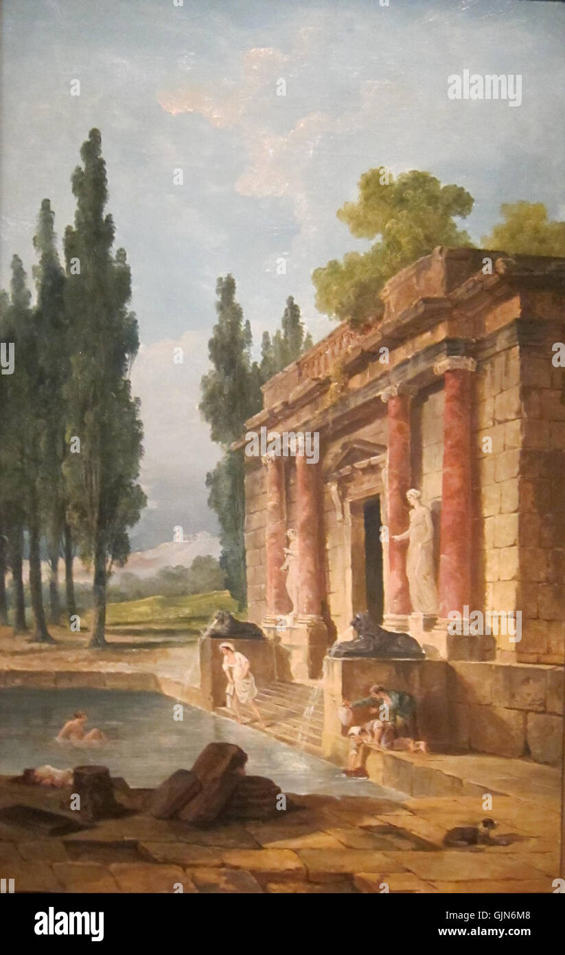 'The Bather' by Hubert Robert is a classical painting featuring a ...