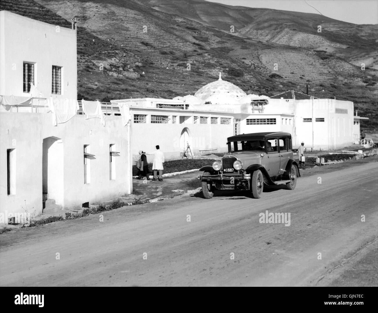 A photograph of the hot baths in Tiberias, Israel, taken between 1934 ...