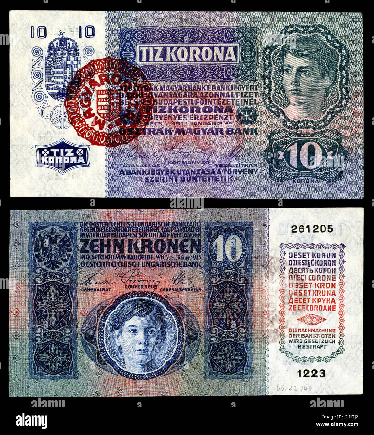 HUN 19 Provisional 10 Korona (1920 Stock Photo - Alamy