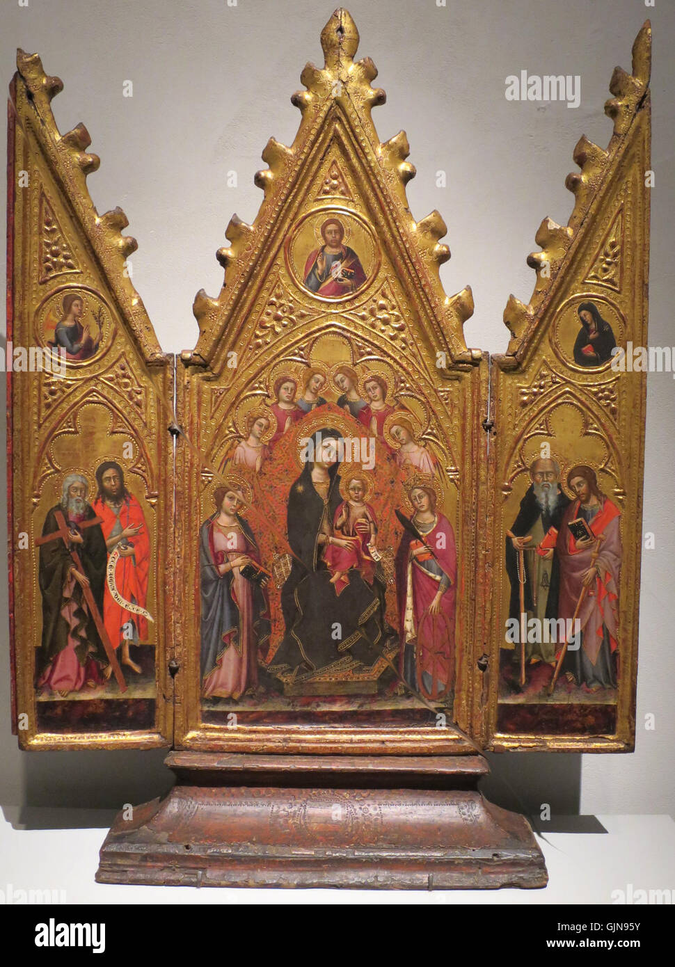 'Virgin and Child Enthroned' is a painting by the Master of the Richardson Triptych, showcasing ...