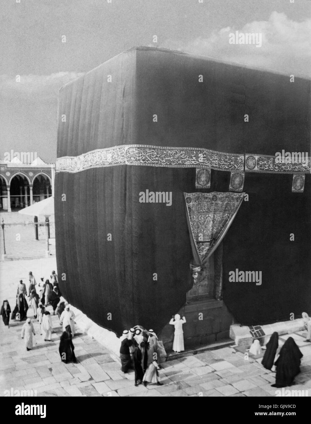 A photograph from 1910 showing the Kaaba, the central religious ...