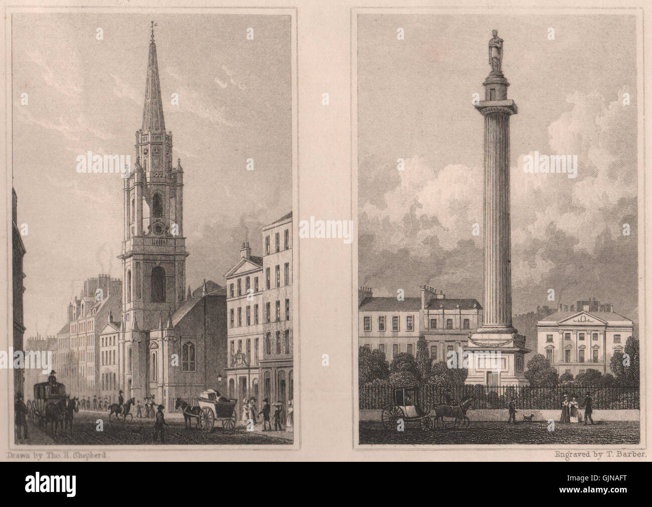 EDINBURGH Tron Kirk, High St. Melville Monument, St Andrew Square ...