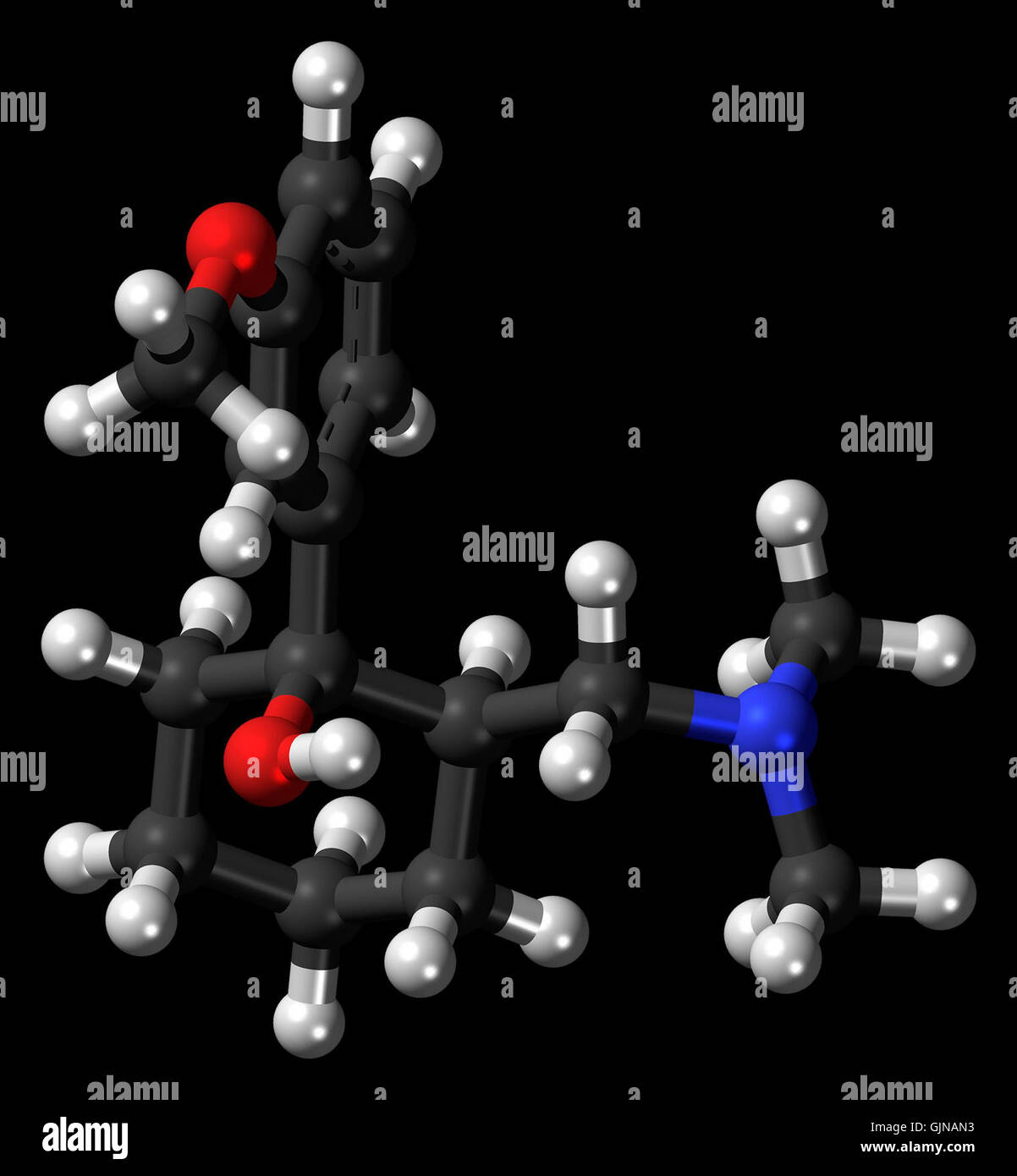 The Tramadol molecule depicted here shows its chemical structure ...