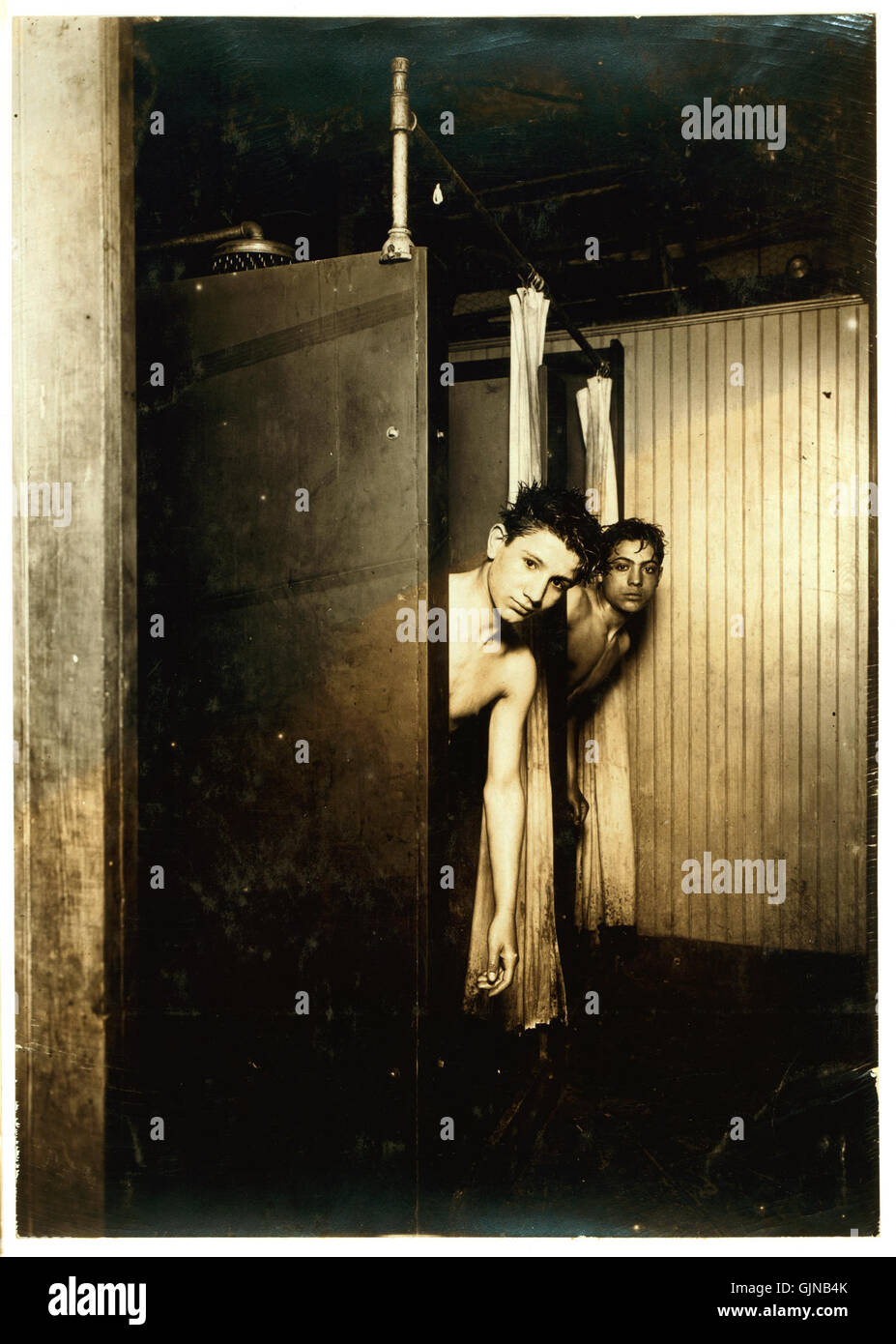 Lewis Hine's photograph of the shower baths at the Postal Telegraph Co ...